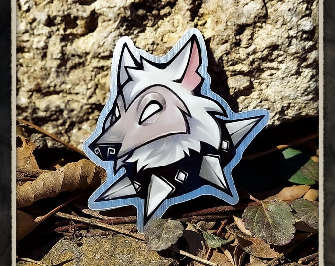 Animal Jam Arctic Wolf Spike Collar | Brushed Silver Sticker - Etsy