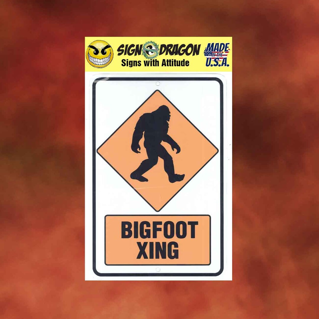 BIGFOOT XING Sign - Sasquatch Yeti Funny Metal Humor Novelty Decor ...