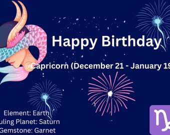 Happy Birthday Digital Download Zodiac Card - Etsy