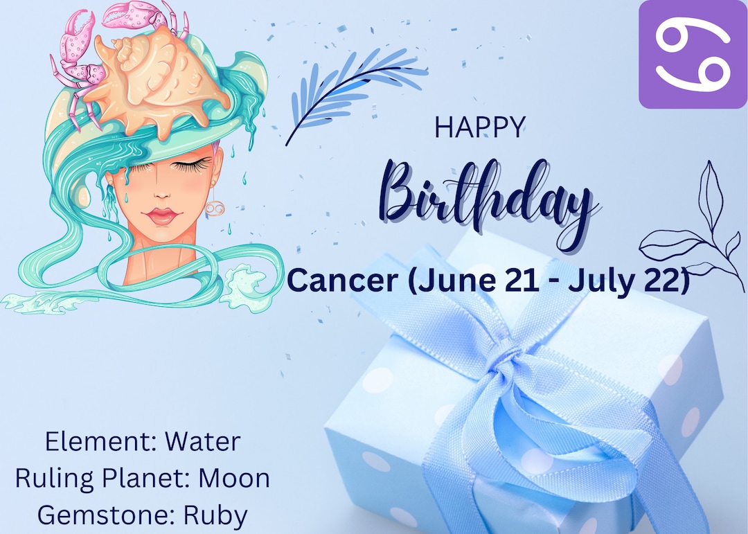 Happy Birthday Digital Download Zodiac Card - Etsy