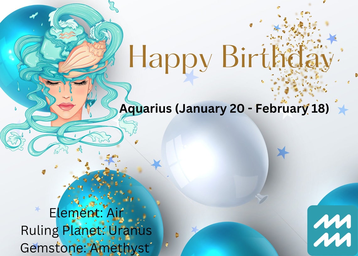 Happy Birthday Digital Download Zodiac Card - Etsy