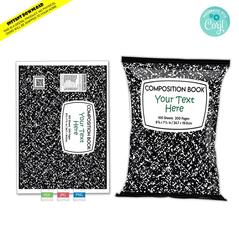Composition Book Potato Chip Bag Instant Download - Etsy