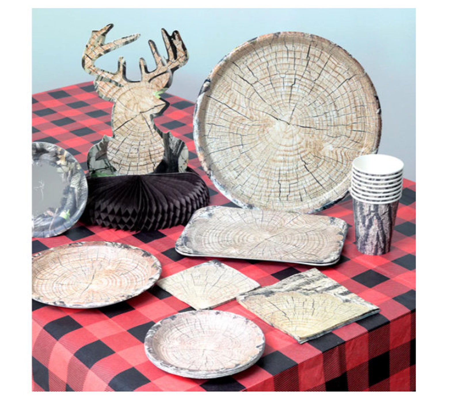 7 Cut Timber Party Plates 8ct camp birthday party | Etsy