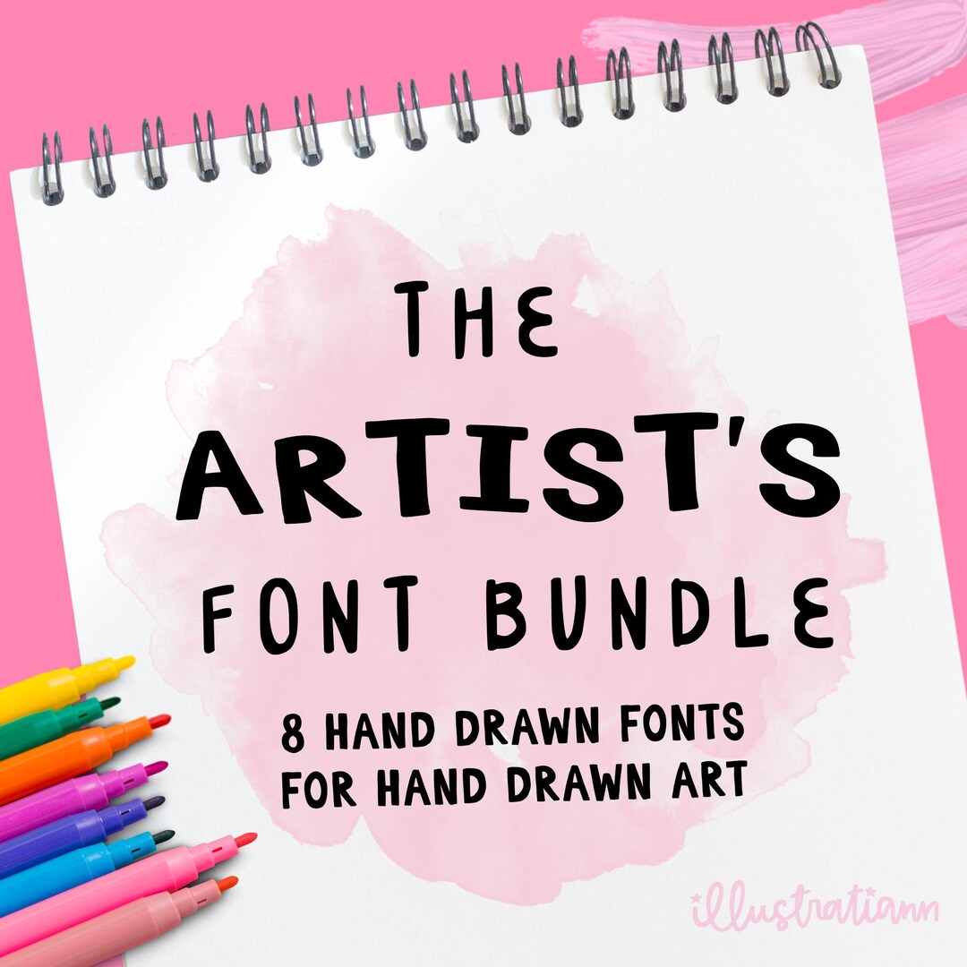 Hand Drawn Font Bundle, Handwritten Font Set, Artists Fonts, Canva Font ...