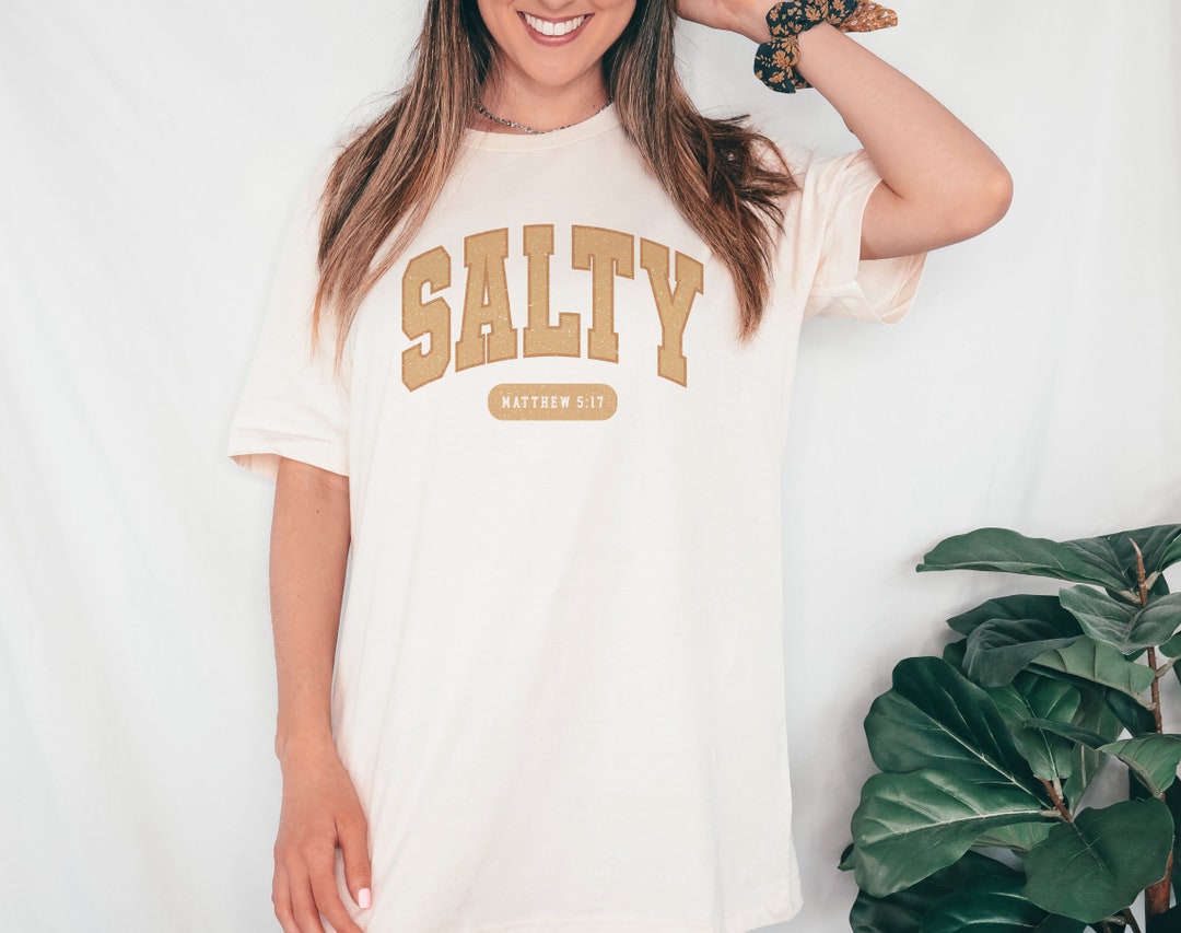 Vintage Varsity Salty Png for Sublimation, Matthew 5 Scripture Christian Valentines Day Distress ...