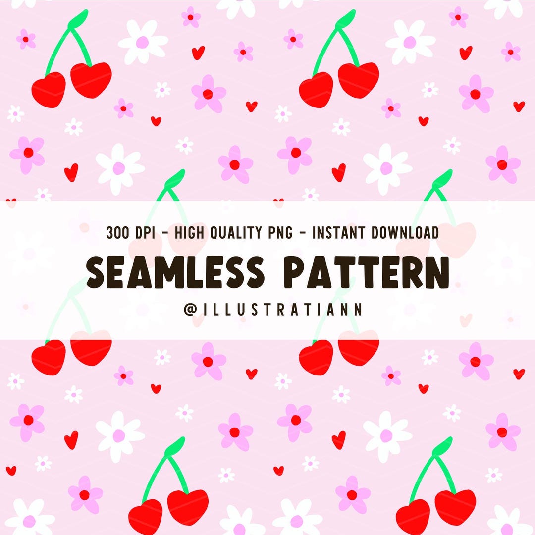Cherry Blossom Seamless Pattern, Preppy Pink Floral Digital Paper ...