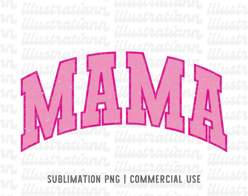 Vintage Varsity Pink Mama Png for Sublimation, Retro Mom Block Letter ...