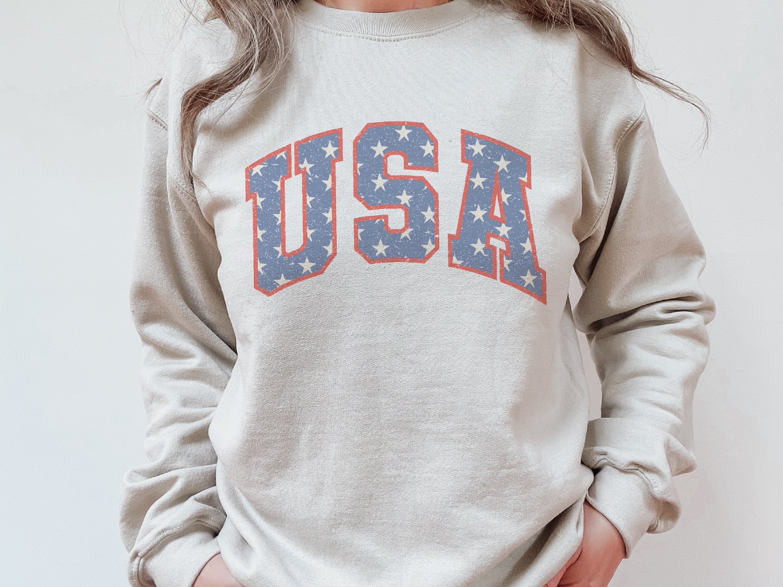 Vintage Varsity USA Flag Sublimation Png, Trendy Patriotic Distressed Sub File, Commercial Use ...