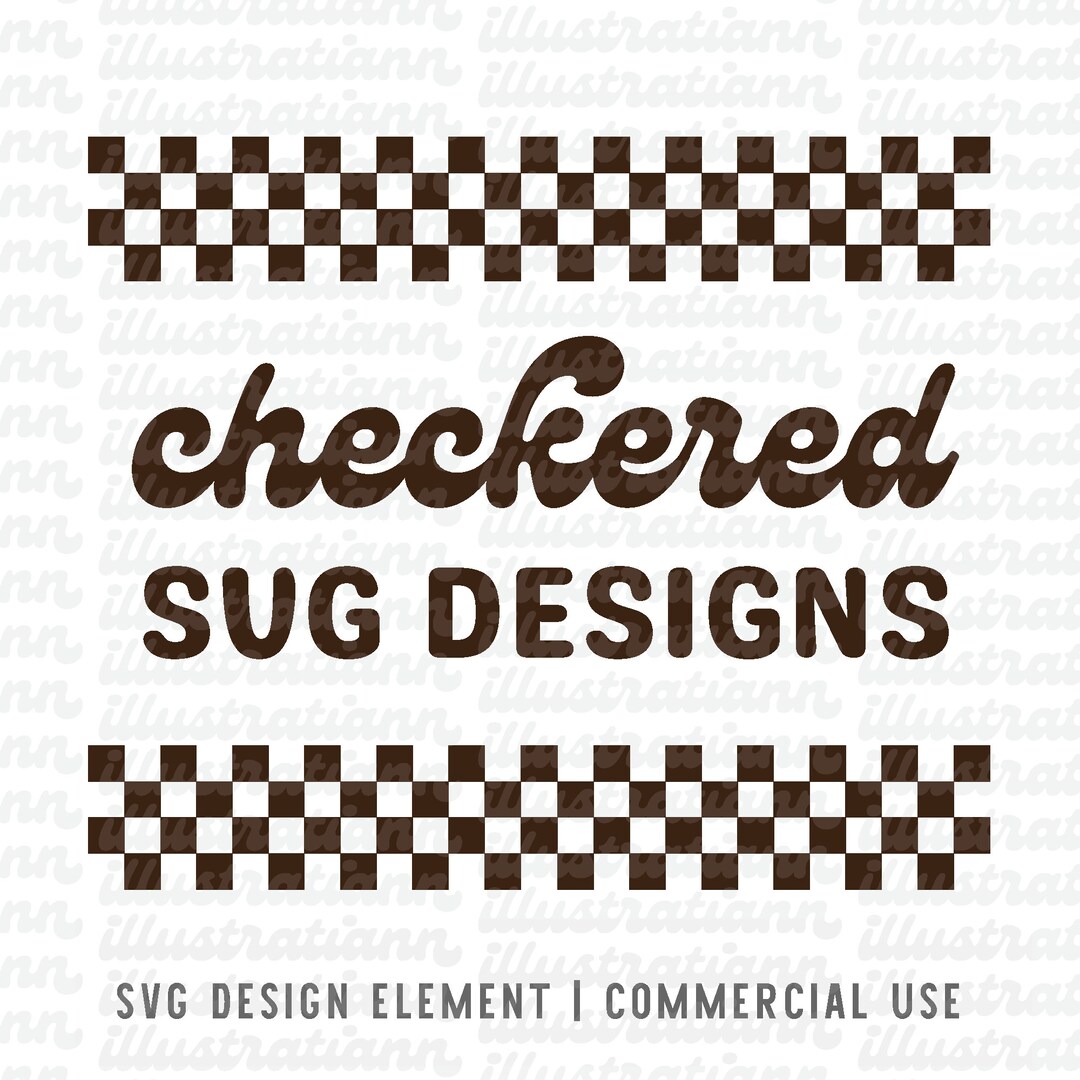 Checkered SVG Design Element, Checkerboard Clip Art, Retro Graphic for ...