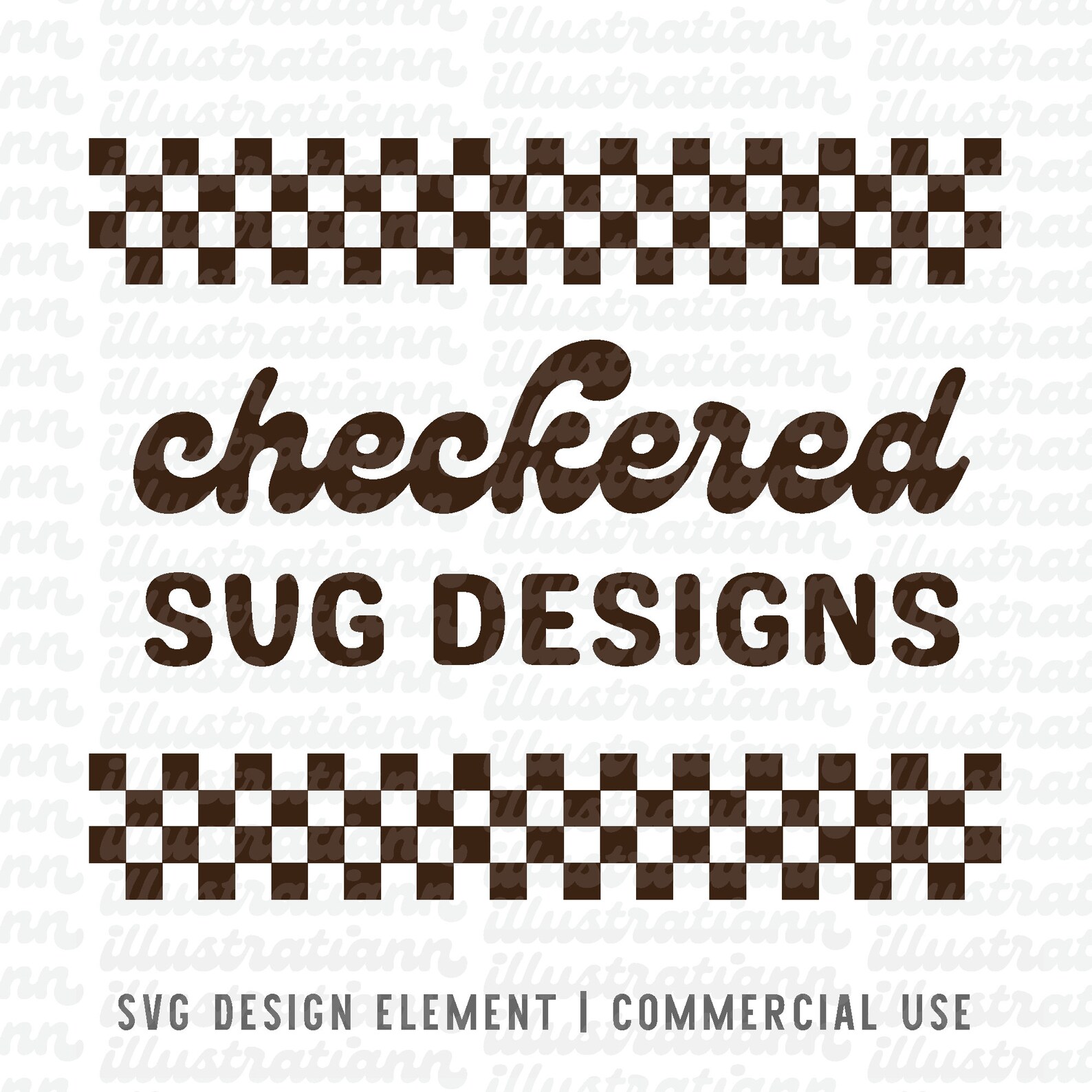 Checkered SVG Design Element, Checkerboard Clip Art, Retro Graphic for ...
