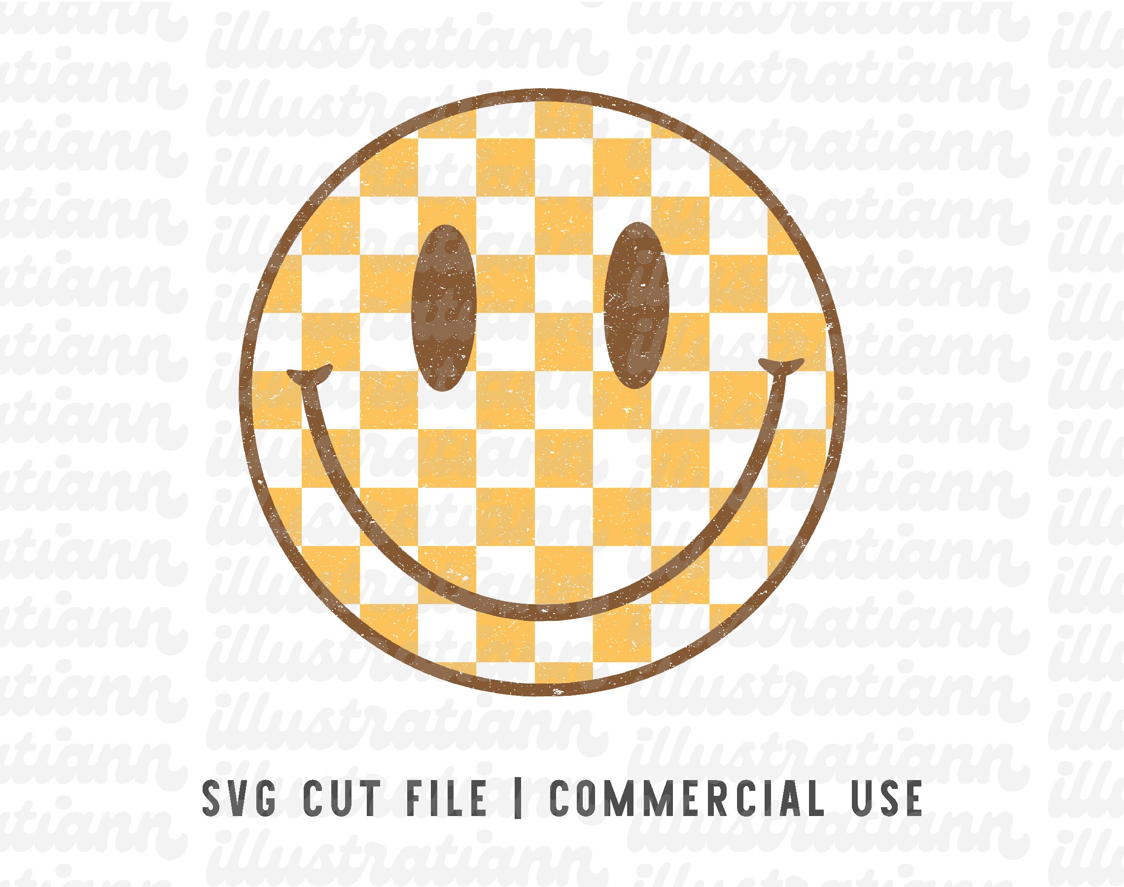 Boho Checkered Smile Png for Sublimation, Vintage Style Happy Face ...