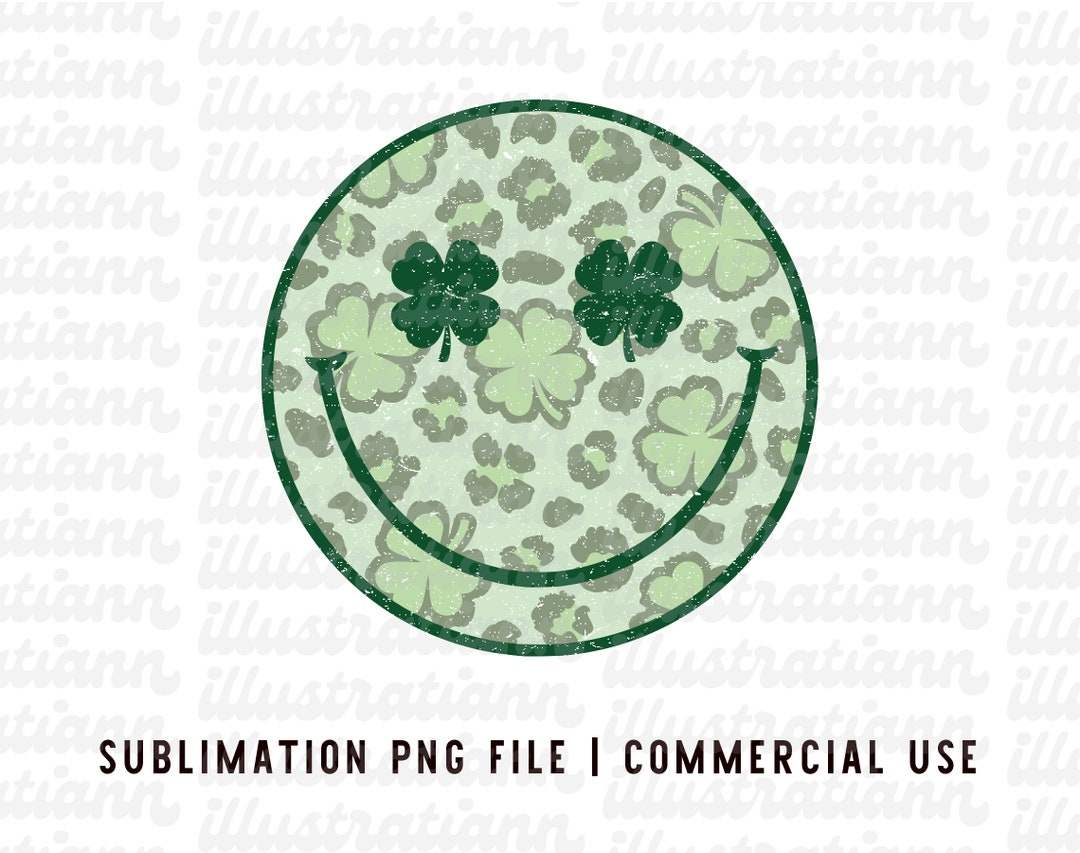 Vintage Shamrock Smile Face Png for Sublimation St Patricks - Etsy
