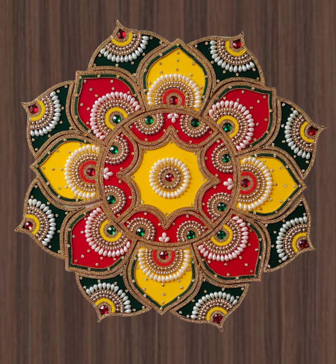 Handmade Acrylic Rangoli for Home and Temple Decor, Traditional ...
