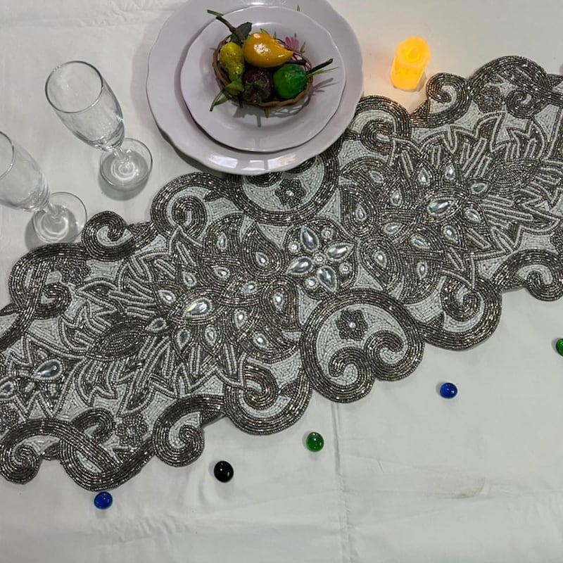 Silver Table Runner - Etsy