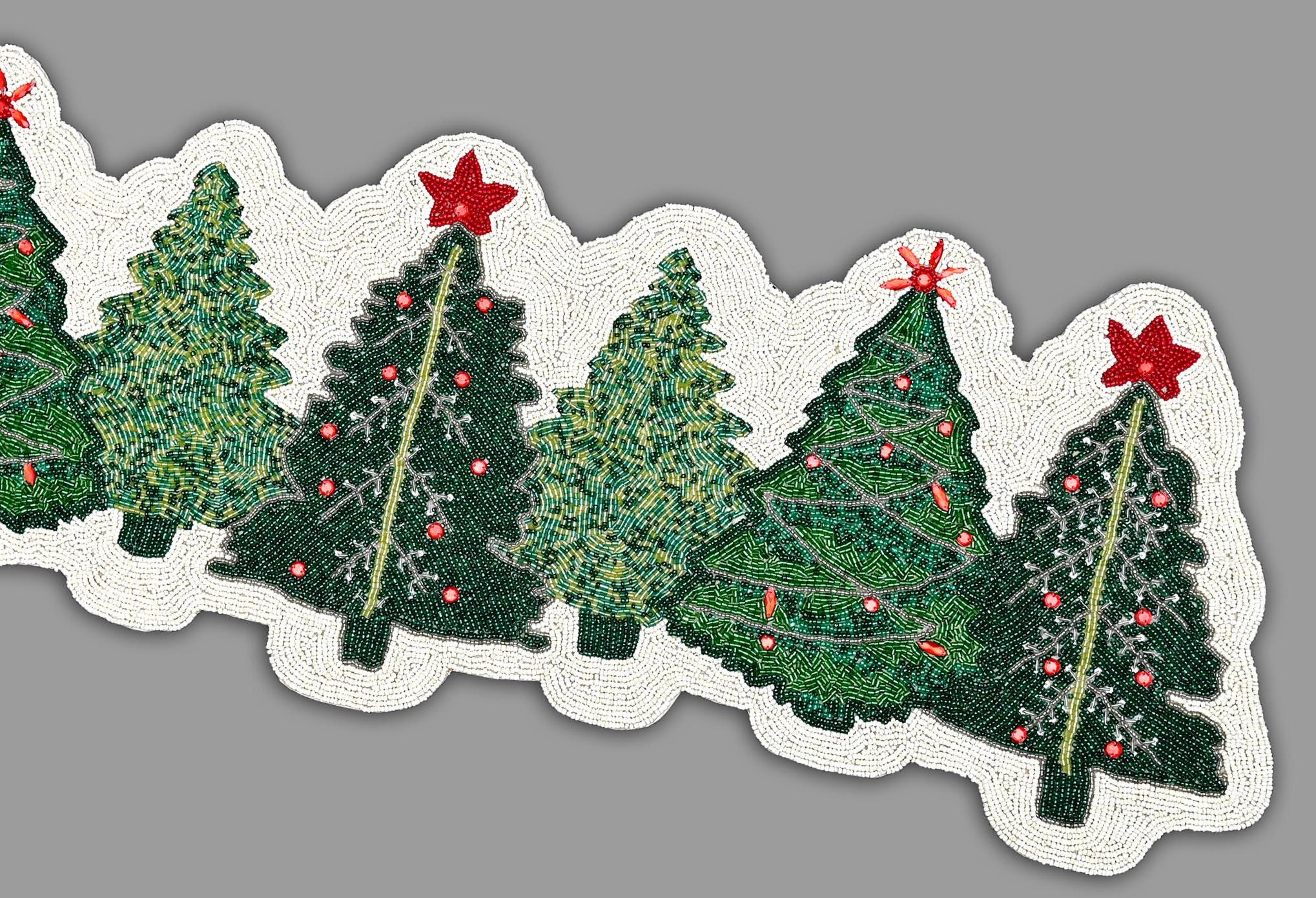 Christmas Tree Design Beaded Table Runner, Handmade Beaded Table Topper ...