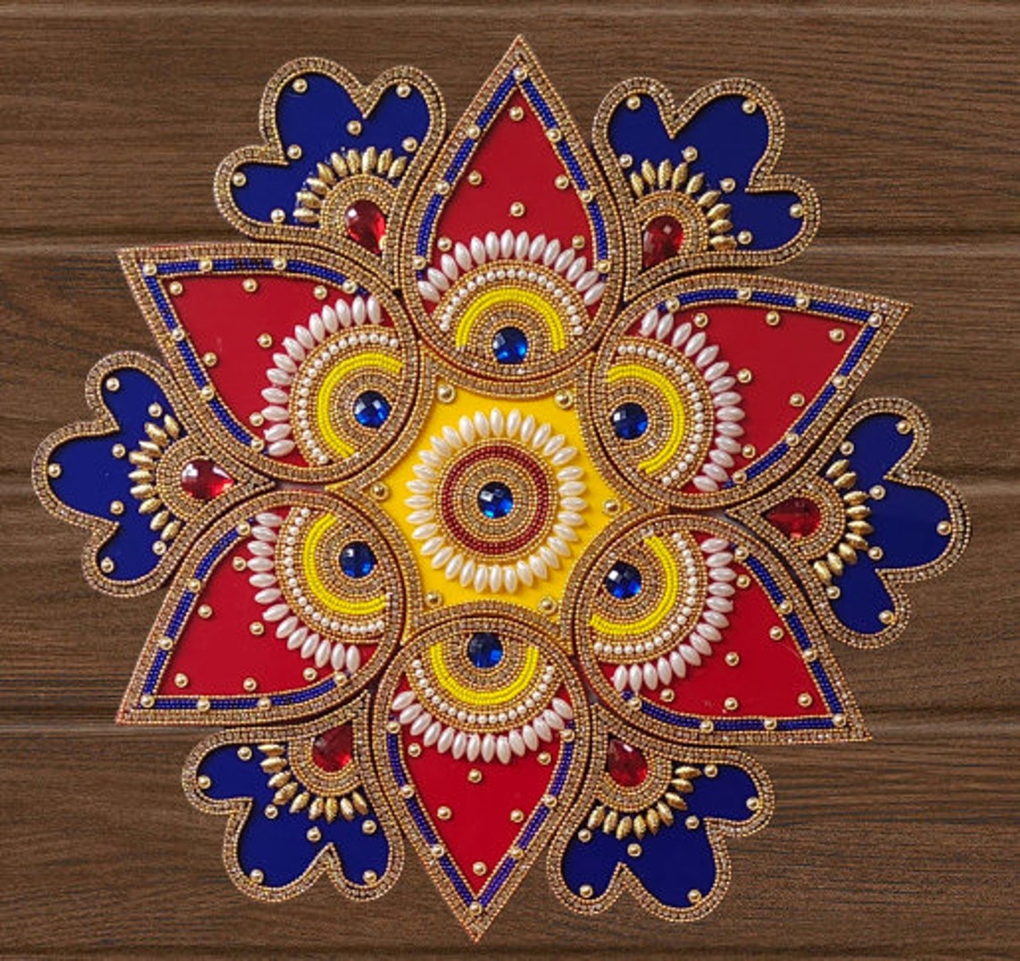 Floral Acrylic Rangoli, Reusable Rangoli for Home Decor, Traditional ...