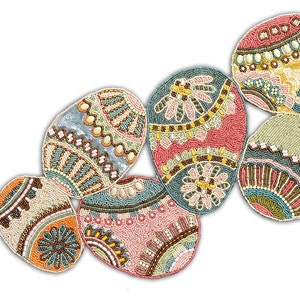 Easter Eggs Table Runner, Handmade Beads Table Runner, Easter Dining Table Topper 13x36inch - Etsy