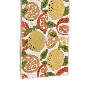 Handmade Beads Table Runner, Lemons Design Table Topper, Summer ...