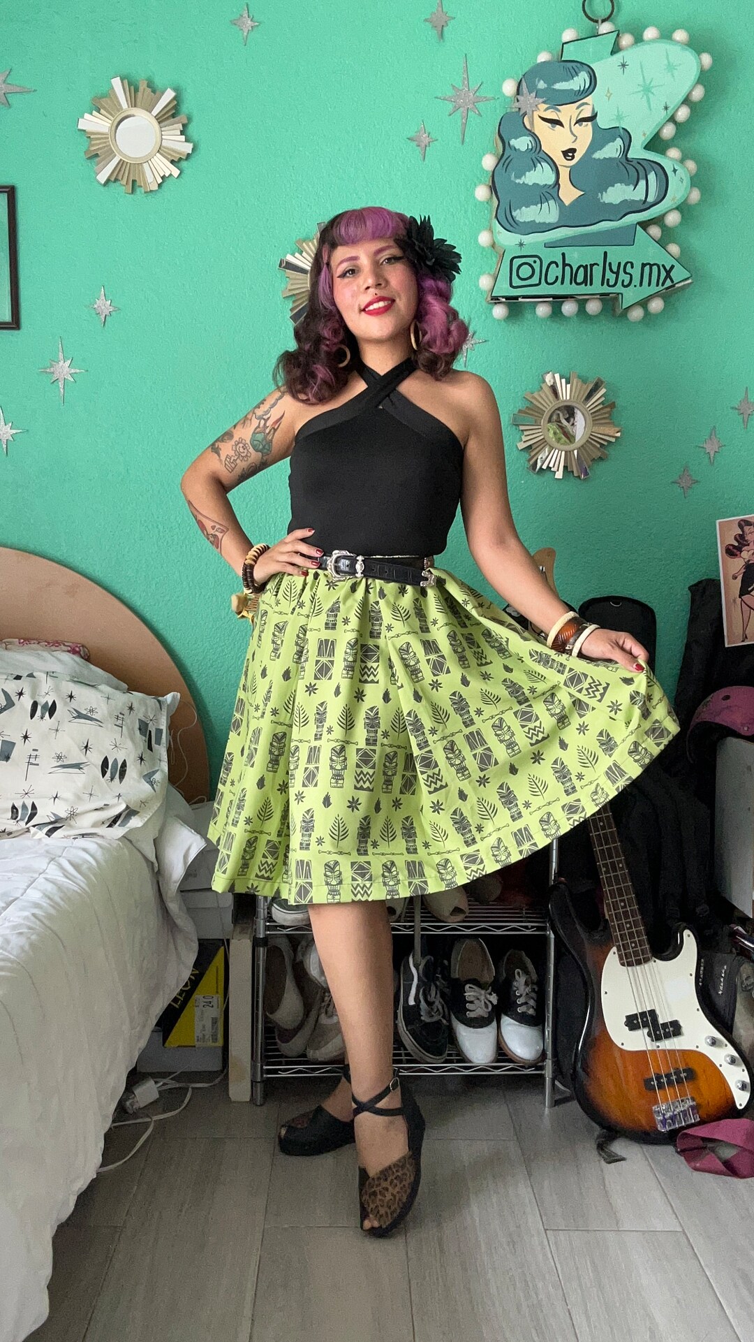 Pinup Tiki Skirt / Circle Skirt / Pinup Skirt / Vintage Tiki / Tiki ...