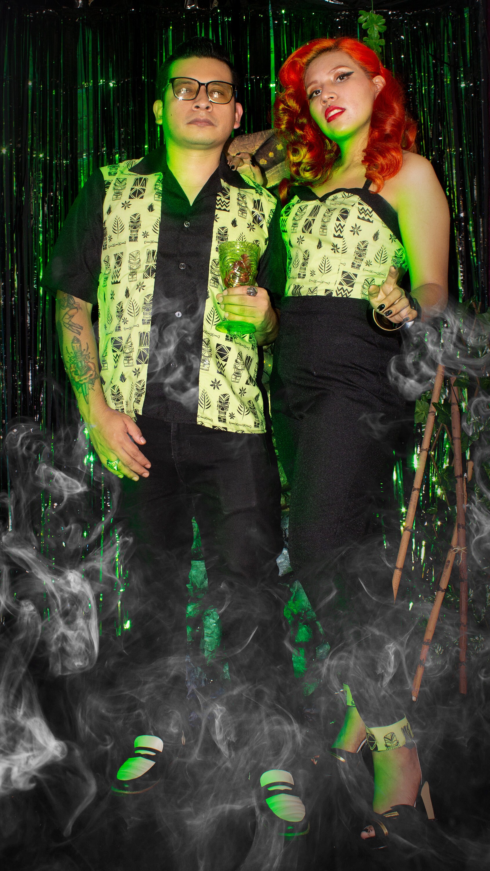 Tiki Shirt/ 50s Style/ Tiki Creepy/ Black Shirt/ Rockabilly Shirt/ Tiki ...