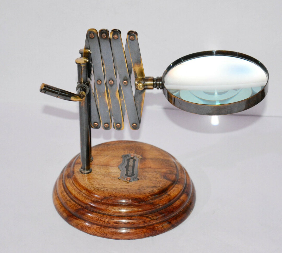Vintage Antique Style Brass 4 Desk Top Flexible Magnifying Glass Table ...