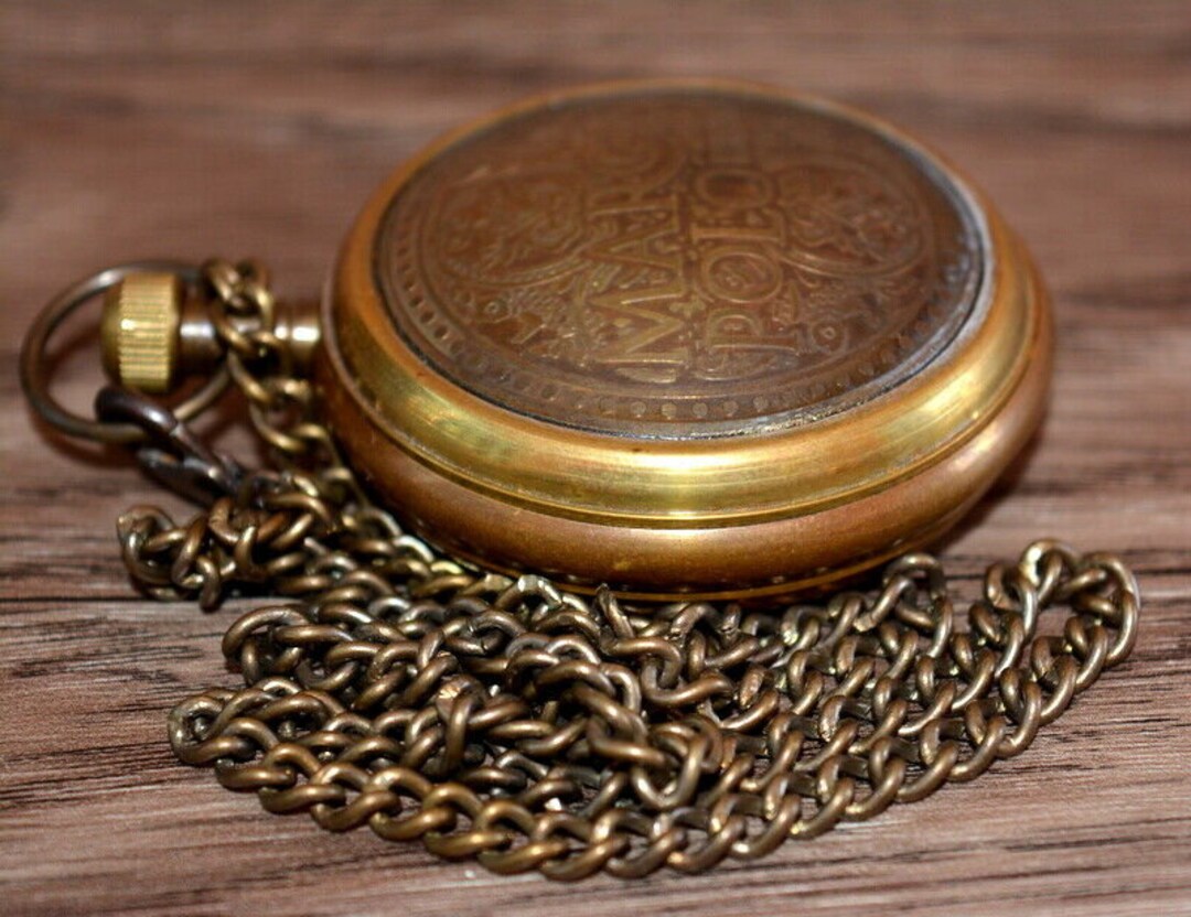 Vintage Antique Maritime Brass Watch Marco Polo Replica Pocket Watch ...