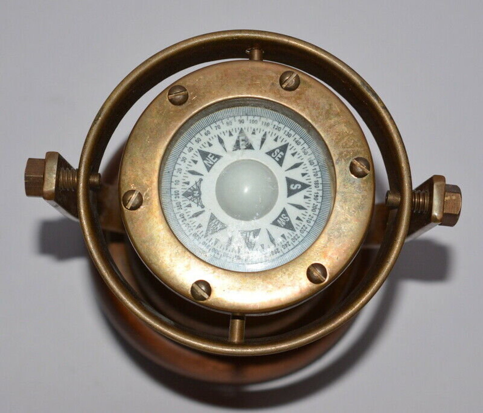 Antique brass nautical gimbal compass vintage ship's | Etsy