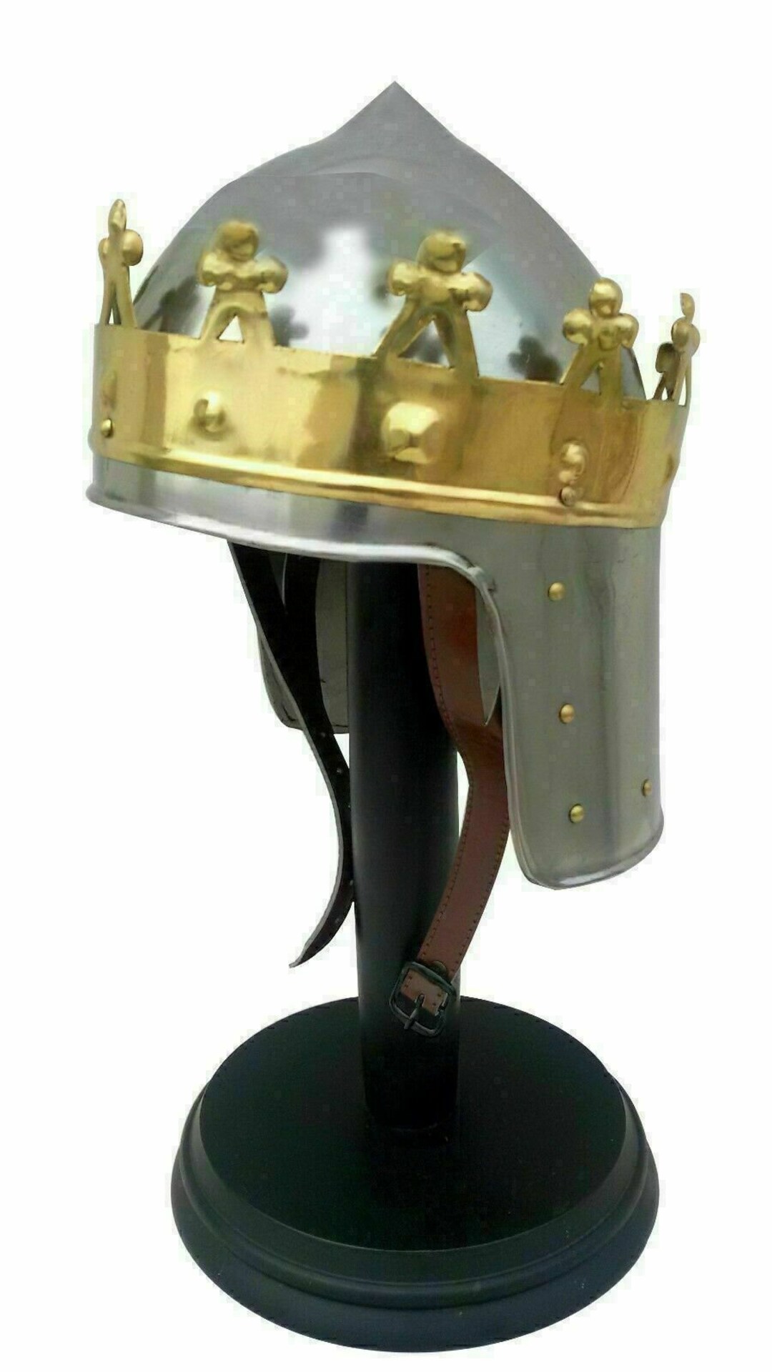 Medieval Steel Crown Armour Helmet With Wooden Stand Collectible - Etsy