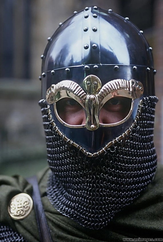 Medieval Viking Helmet With Chainmail Sca Larp Helmet Costume - Etsy