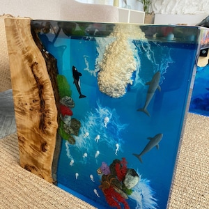 Epoxy Resin Table, Ocean Table, Aquarium Waterfall Epoxy Table, Resin ...