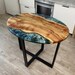 Handcrafted Epoxy Resin Oval Dining Table, Artistic Table Design, Clear ...