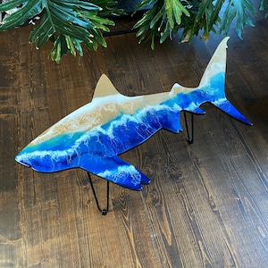Shark Shape Ocean Epoxy Resin Table, Modern Coffee Table, Living Room ...