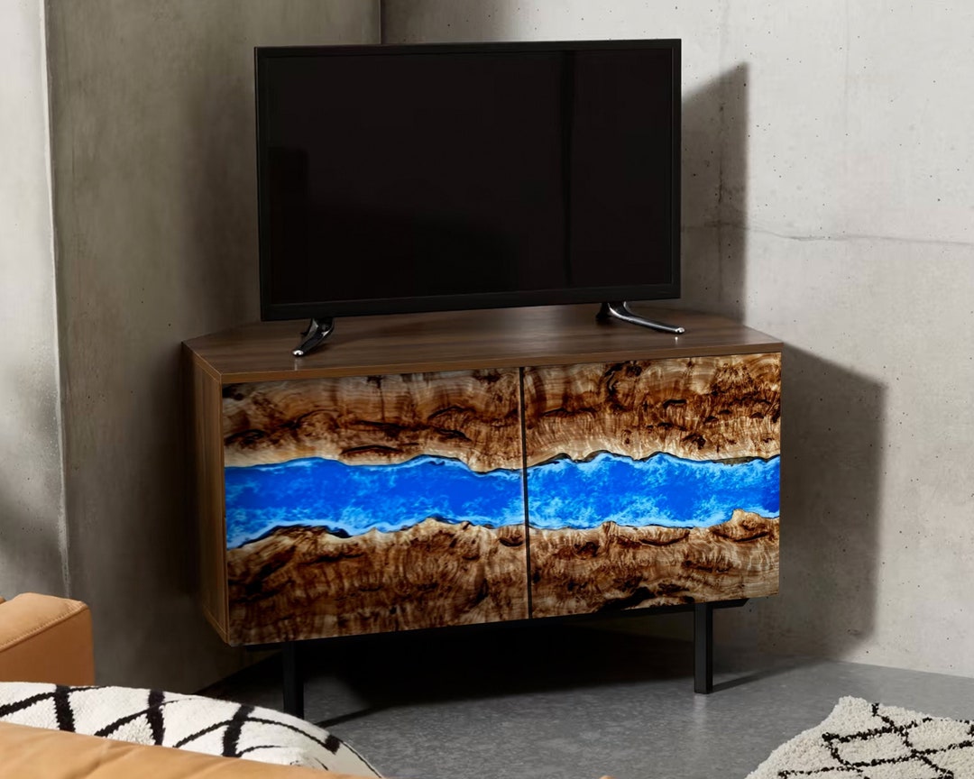 Premium Epoxy River TV Console, Custom Wooden TV Stand, Handmade Living ...
