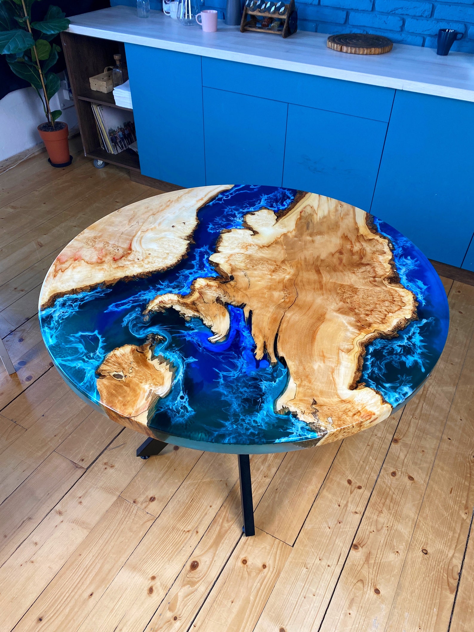 Round Dining Tables Live Edge Epoxy River Table Dining Room - Etsy