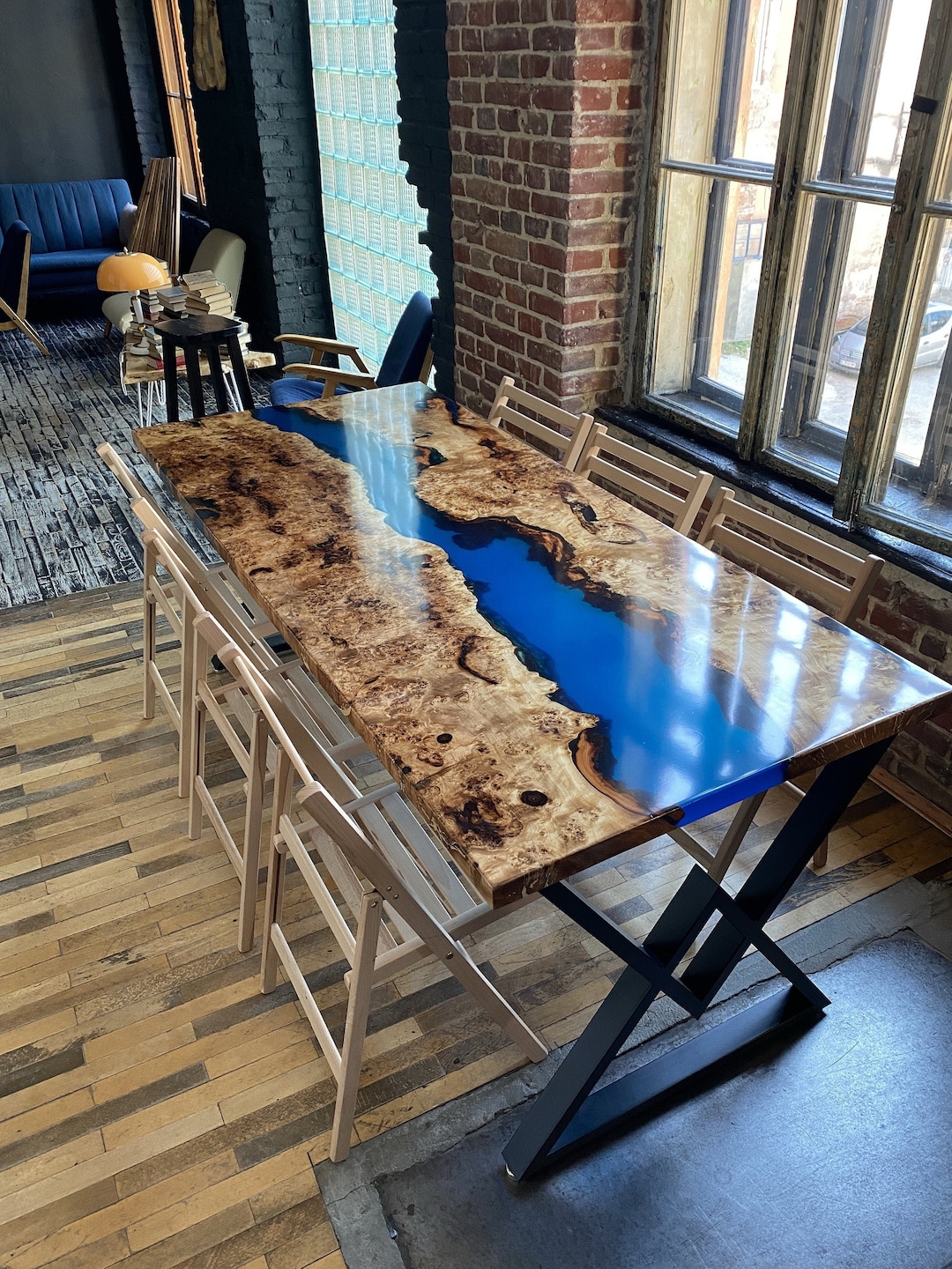 Large Dining Table for Kitchen Live Edge Epoxy Resin Table - Etsy