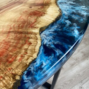 Rustic Oval Kitchen Table, Oval Epoxy Dining Table, Wooden End Table ...