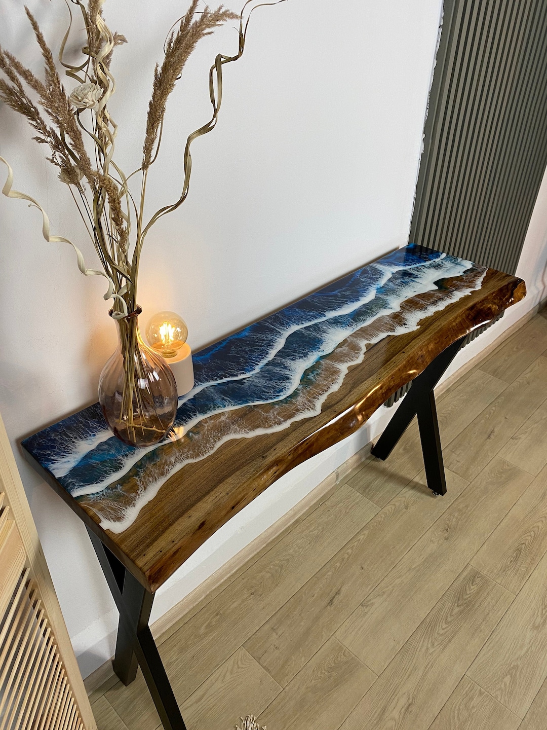 Live Edge Console Table, Epoxy Resin Entry Way Table, Handmade Bar ...