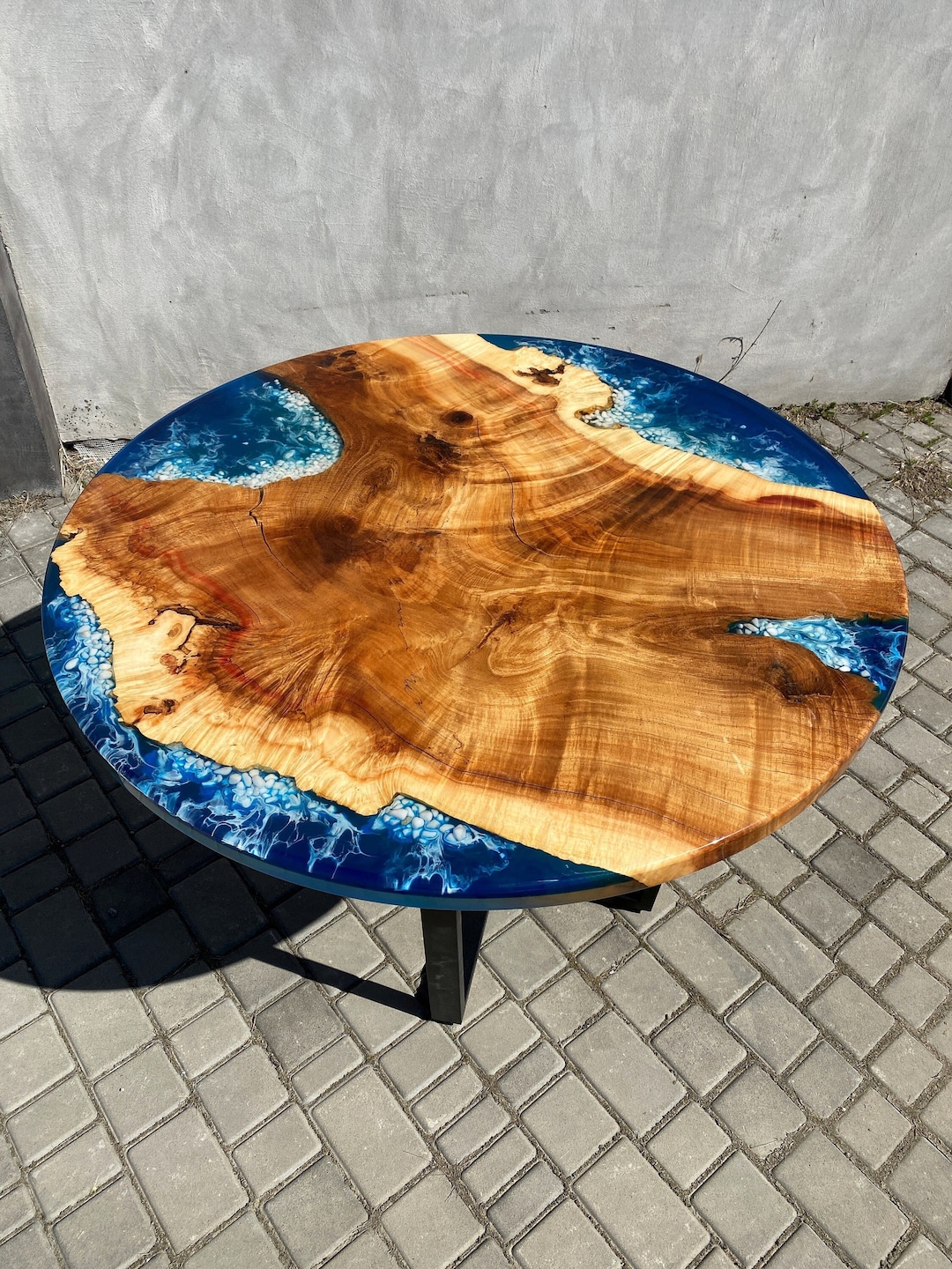 Live Edge Round Epoxy River Table, Wooden Round Table, Custom Order ...