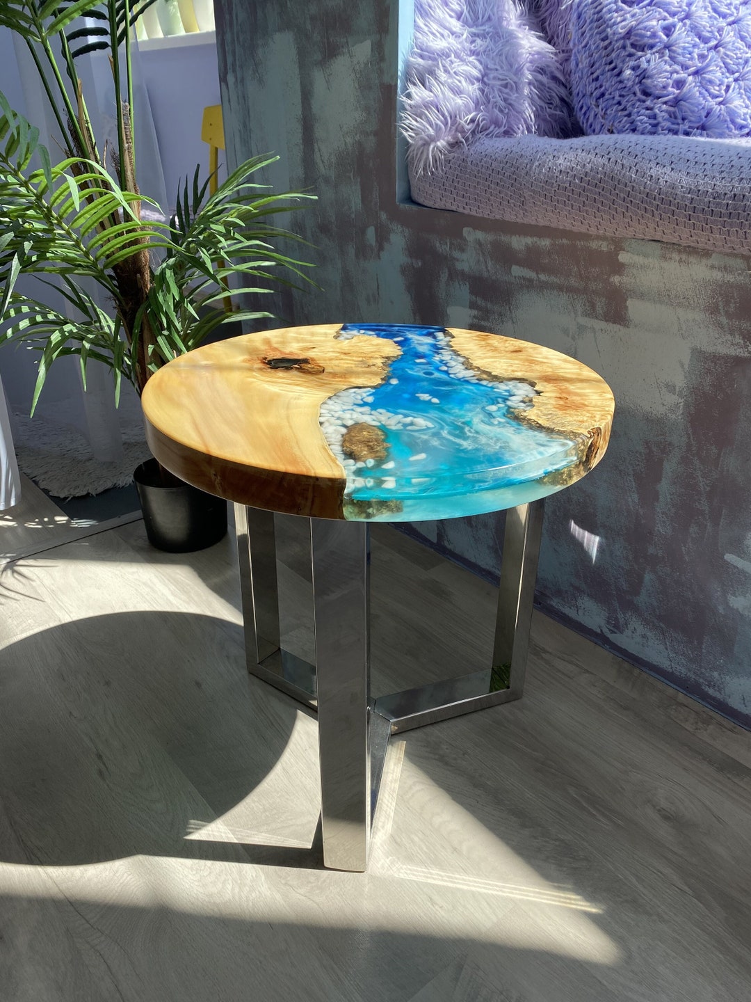 Epoxy Resin River Table Small Round Table Luxury Furniture - Etsy