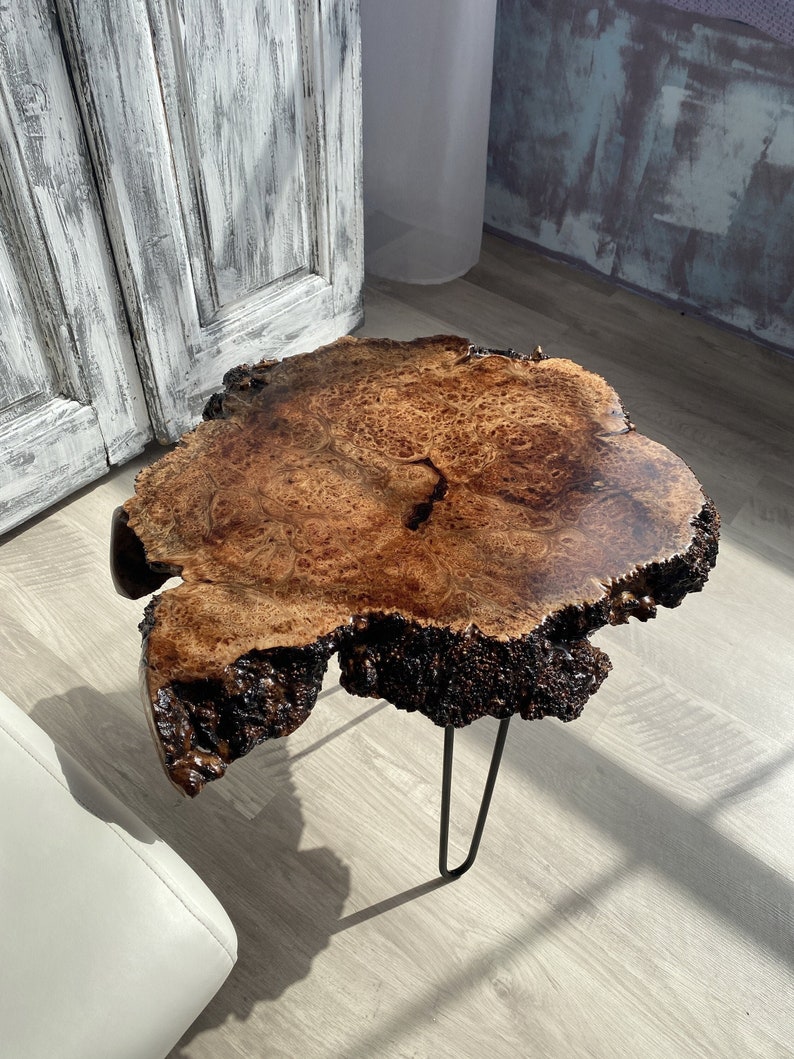 Live Edge Tree Slice Side Table, Rustic Natural Wood Slab Accent Table ...