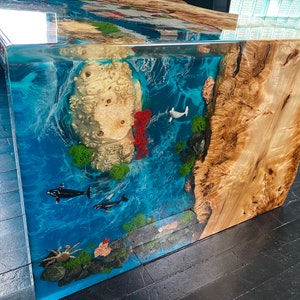 Aquarium Epoxy Table, Ocean Resin Table, Waterfall Coffee Table, Custom ...
