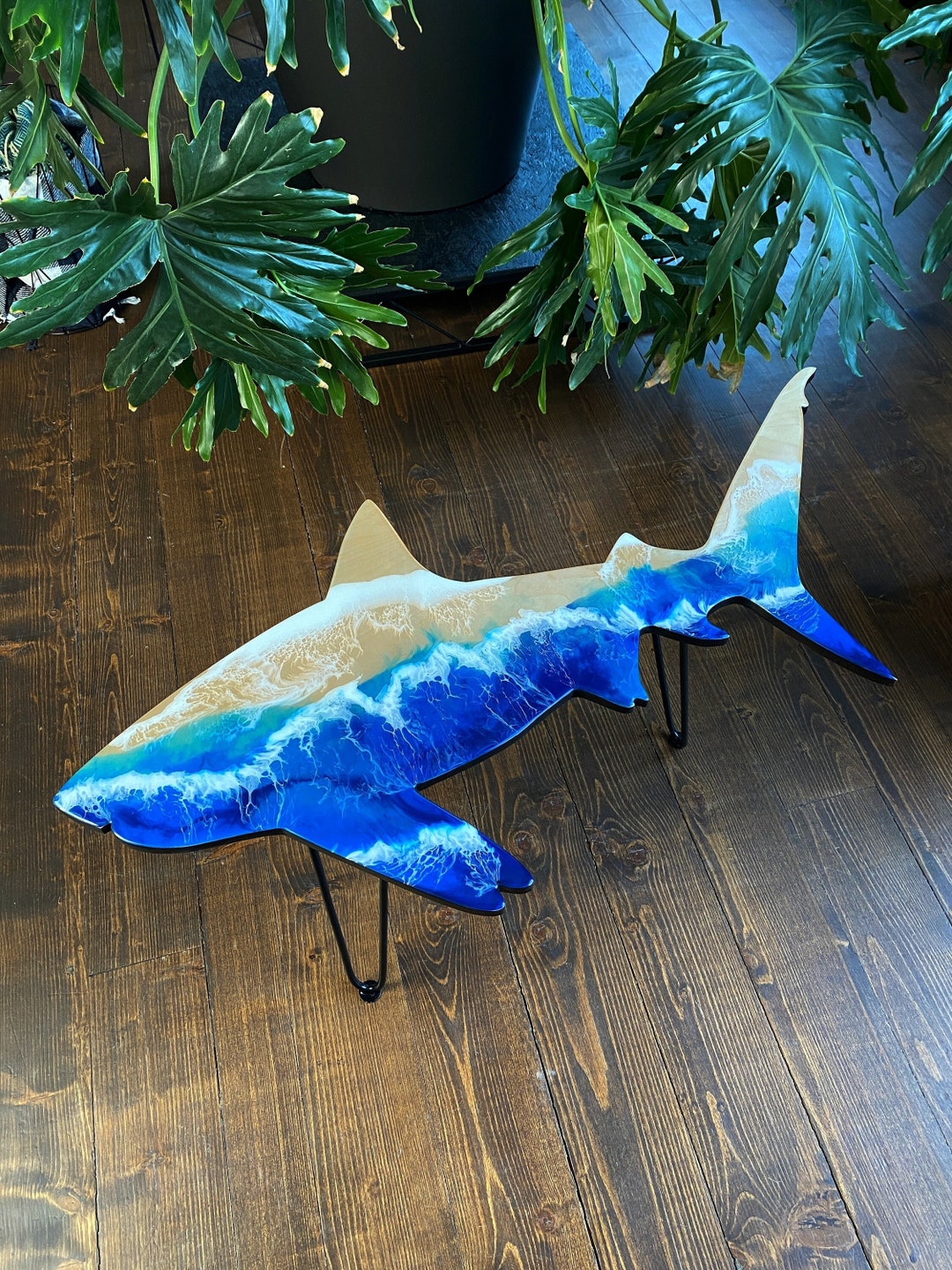 Shark Shape Ocean Epoxy Resin Table, Modern Coffee Table, Living Room ...