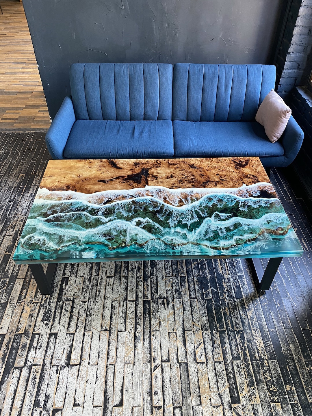 Epoxy Resin Art Table, Custom Wooden Table, Wooden Coffee Table, Ocean ...