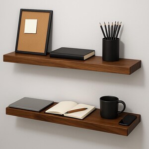 Floating Wood Shelf, Live Edge Wall Shelf, Solid Wood Floating Shelf ...