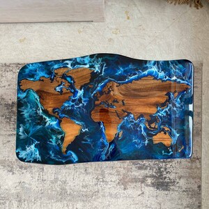 Map Table, Custom Epoxy Wooden World Map Table Top, Epoxy Dining Table ...
