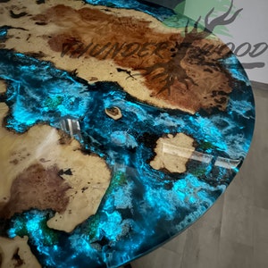 Fluorescent Epoxy Round Dine Table, Epoxy Table Top, Office Kitchen ...