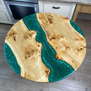 Round Dine Table Round Epoxy Resin Table Green Emerald Epoxy - Etsy