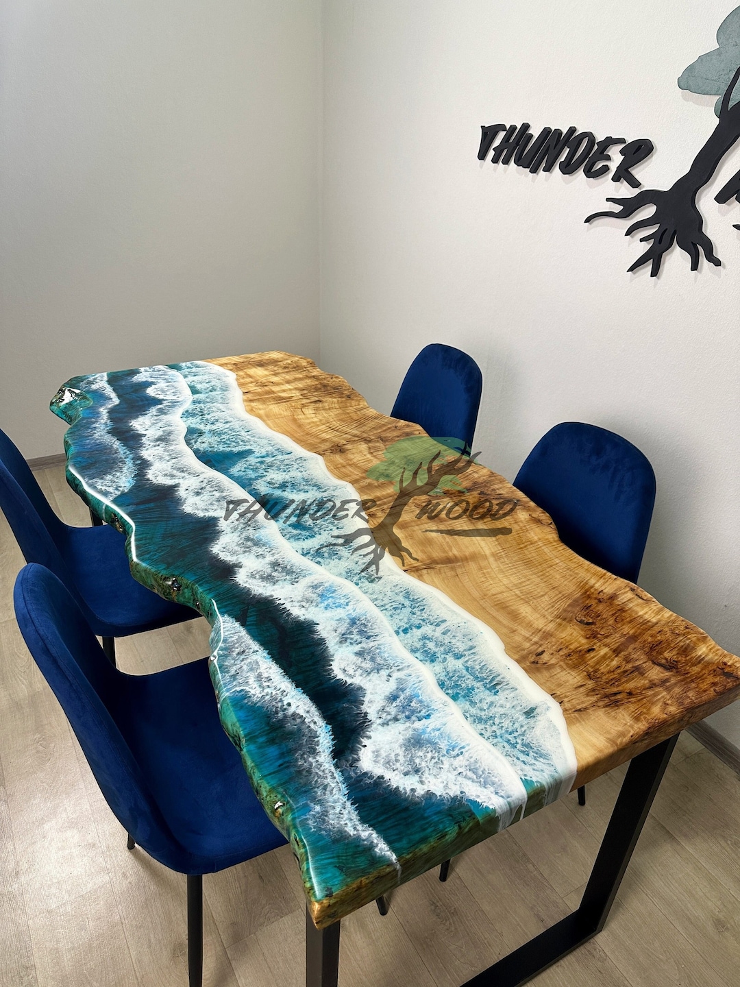 Live Edge Dining Table, Slab Wood Table Top, Epoxy Coffee Table, Ocean ...