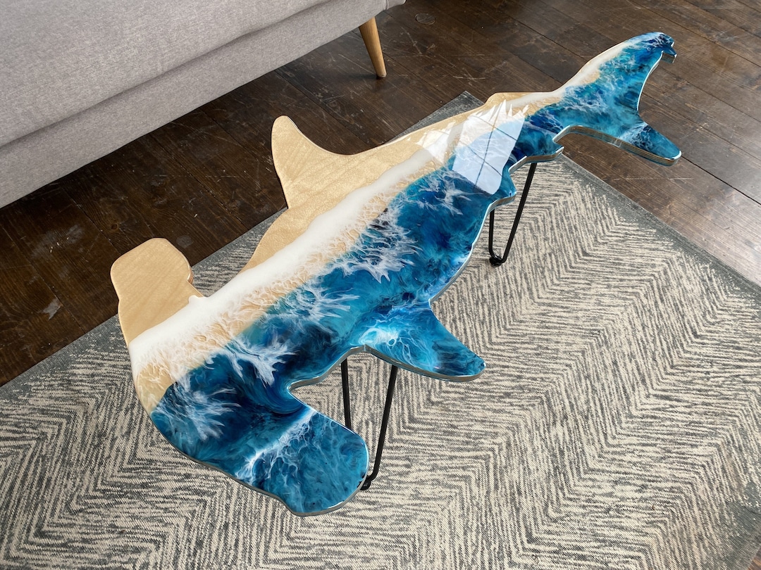 Hammerhead Fish Table, Ocean Coffee Table, Custom Ocean Table, Epoxy ...