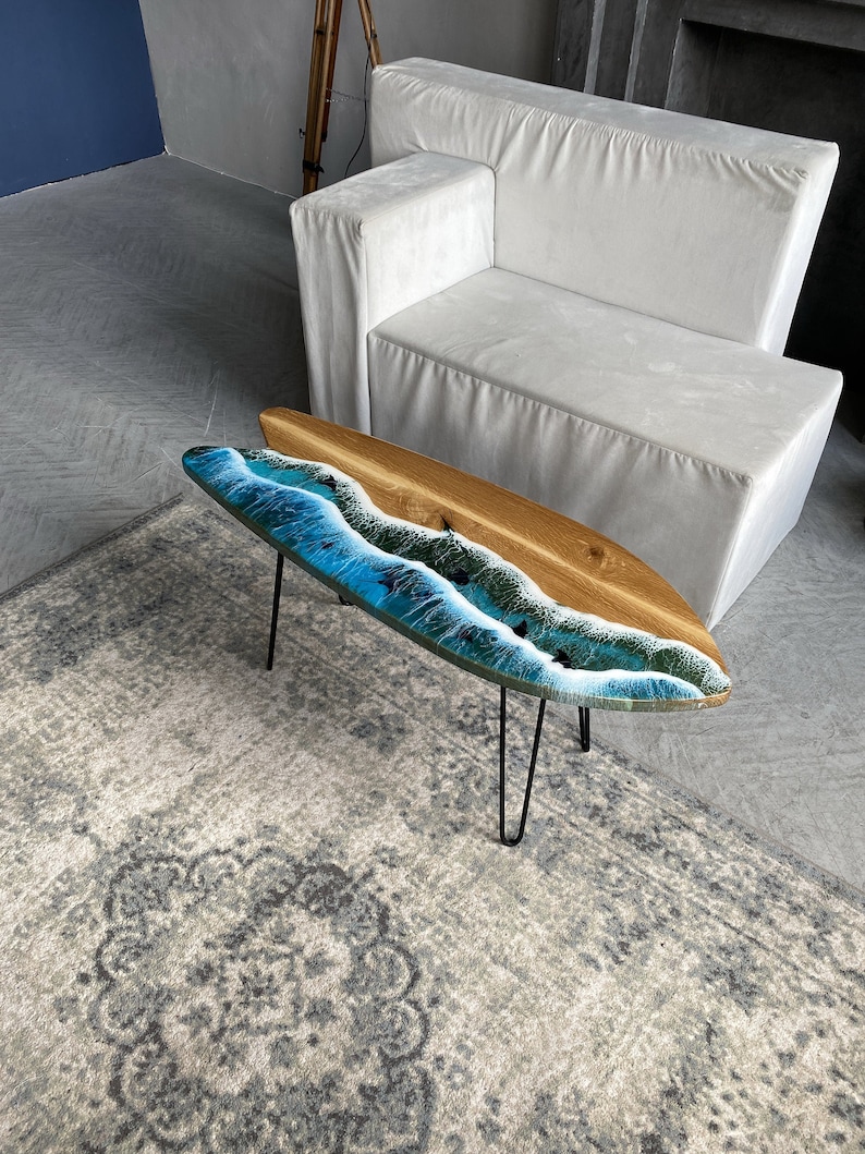Surf Board Epoxy Resin Coffee Table Ocean Style Table - Etsy